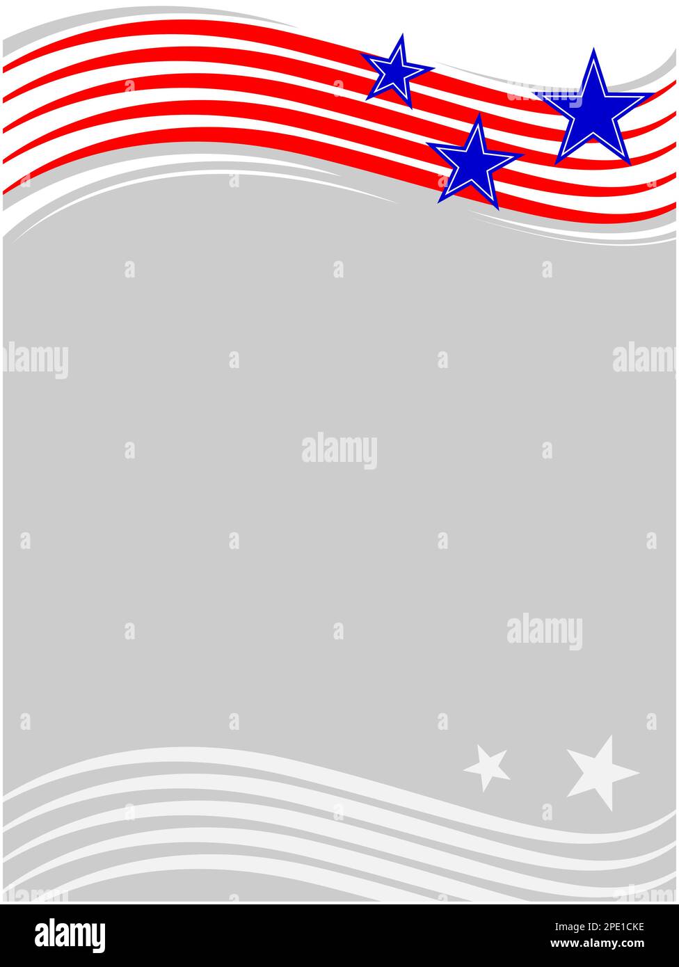 American flag symbols frame border wave pattern with stars and copy ...