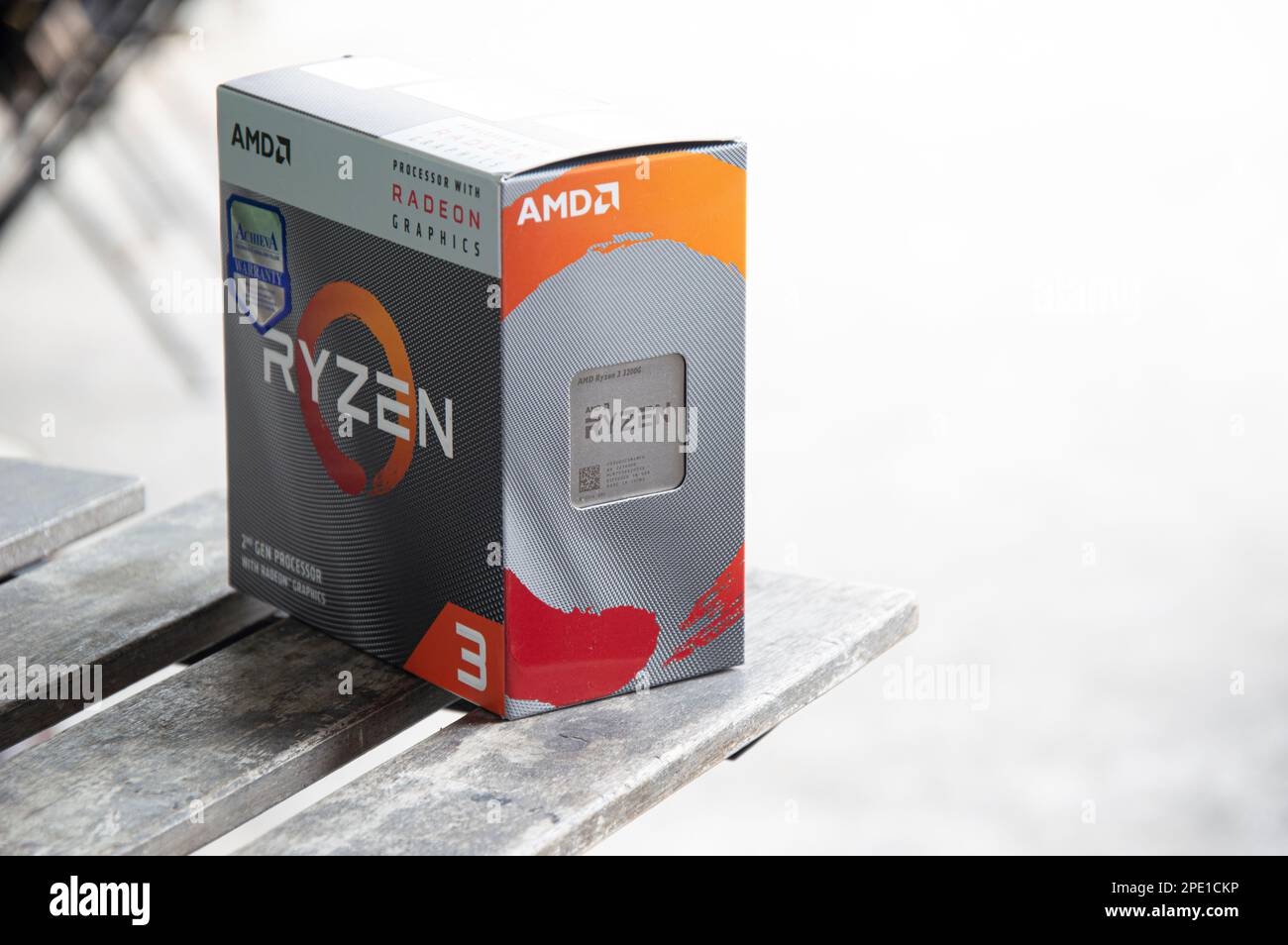 15-3-2023 Chon Buri, Thailand AMD CPU chips, rayzen 3 and 5 models are ...