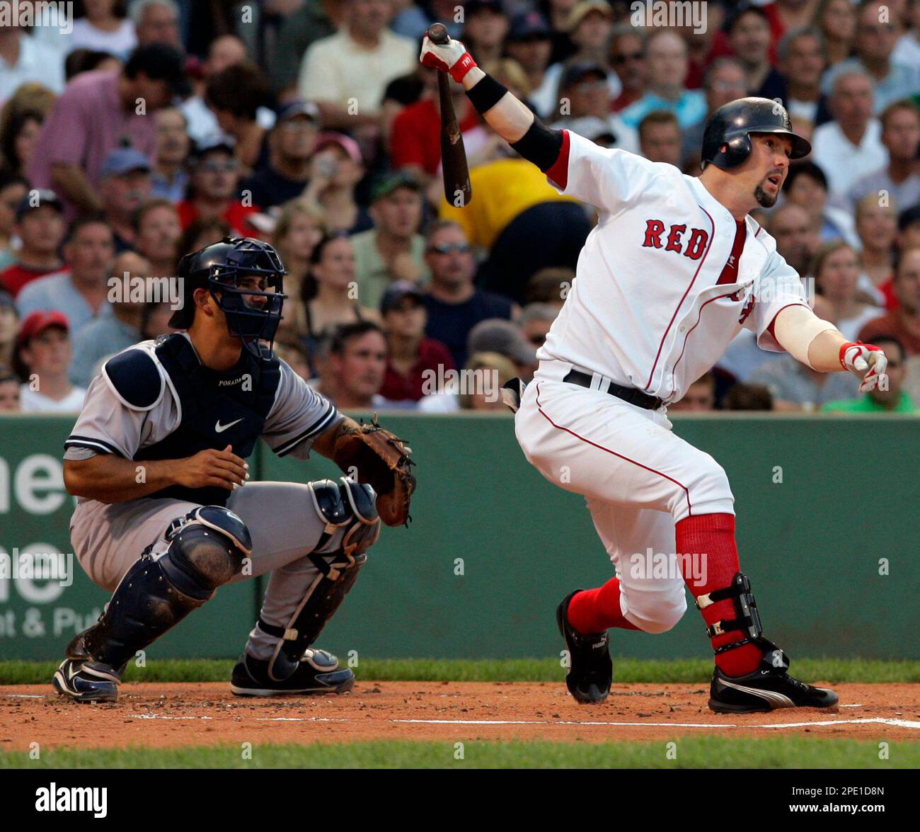 Boston Red Sox's Trot Nixon watches his two-rbi double against New York ...