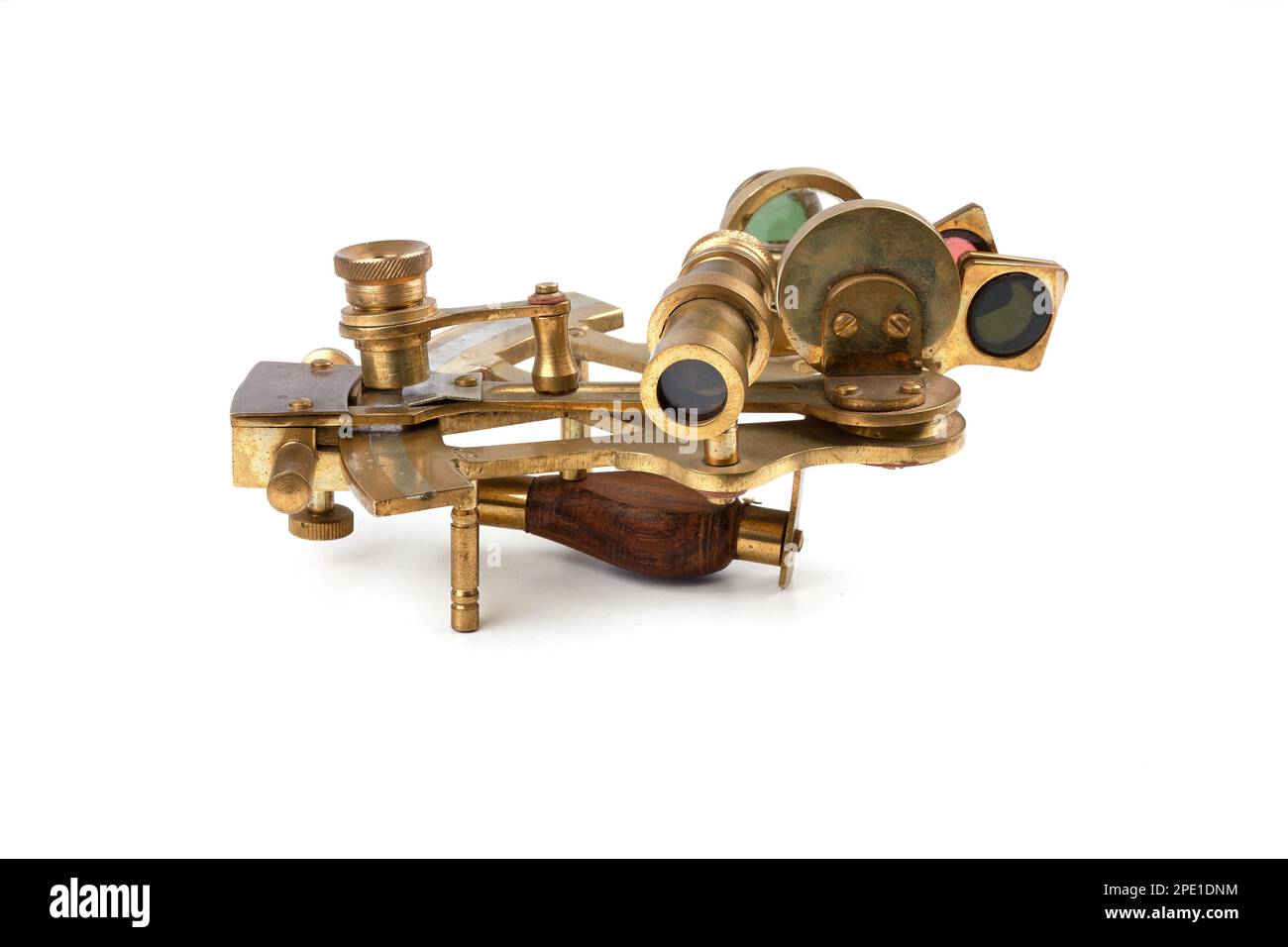 old nautical sextant with optics isolated on white background Stock ...