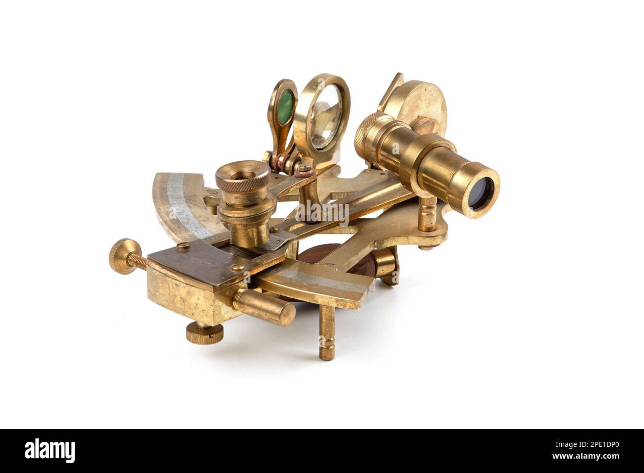old nautical sextant with optics isolated on white background Stock ...