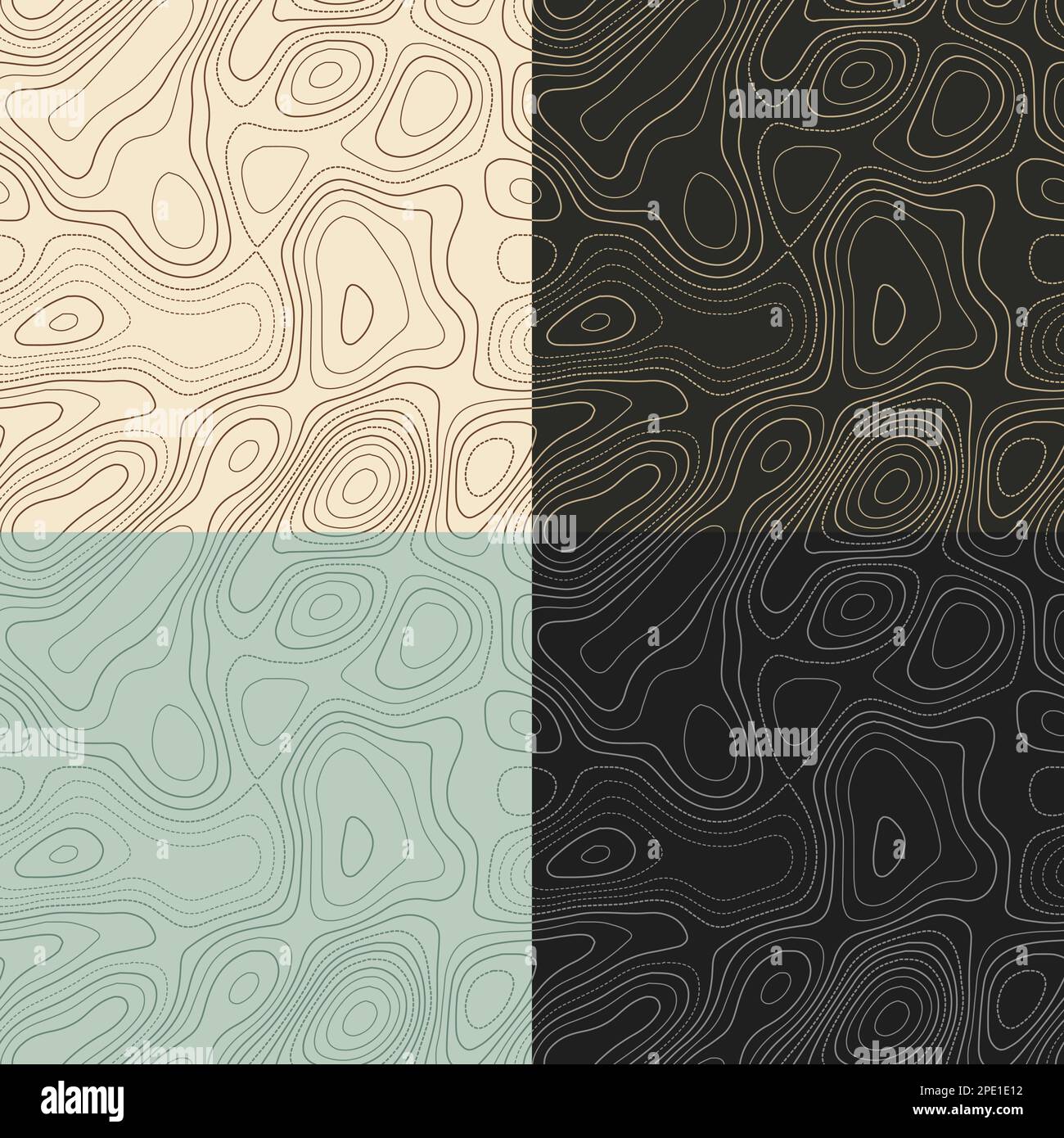 Topography patterns. Seamless elevation map tiles. Attractive isoline ...