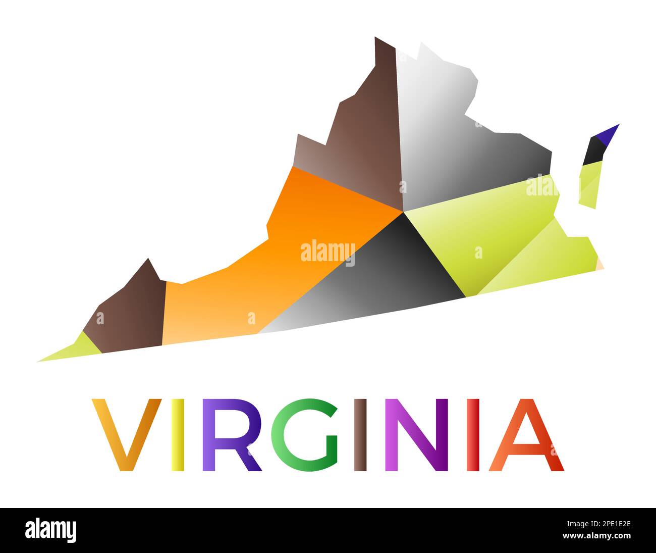Bright colored Virginia shape. Multicolor geometric style US state logo ...