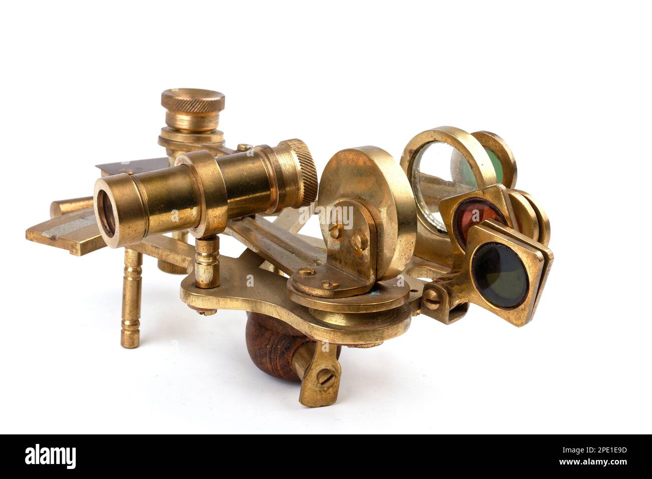 old nautical sextant with optics isolated on white background Stock ...