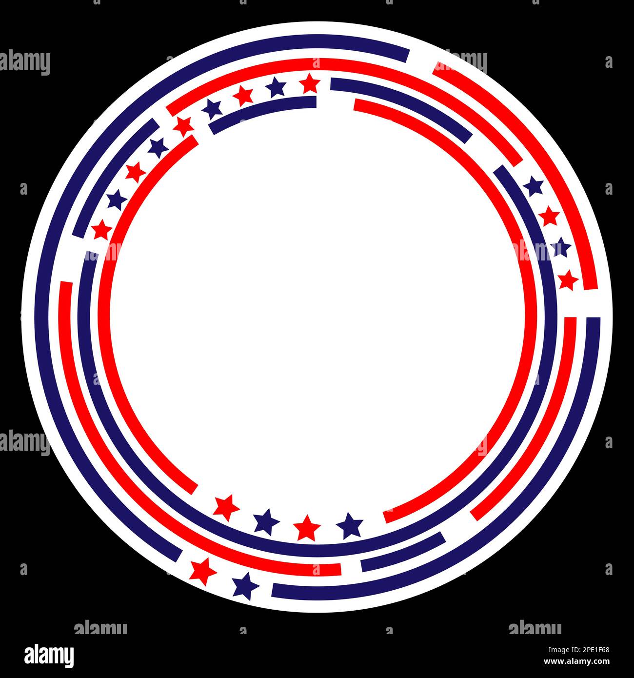 Decorative round frame with American flag symbols for banner, border ...