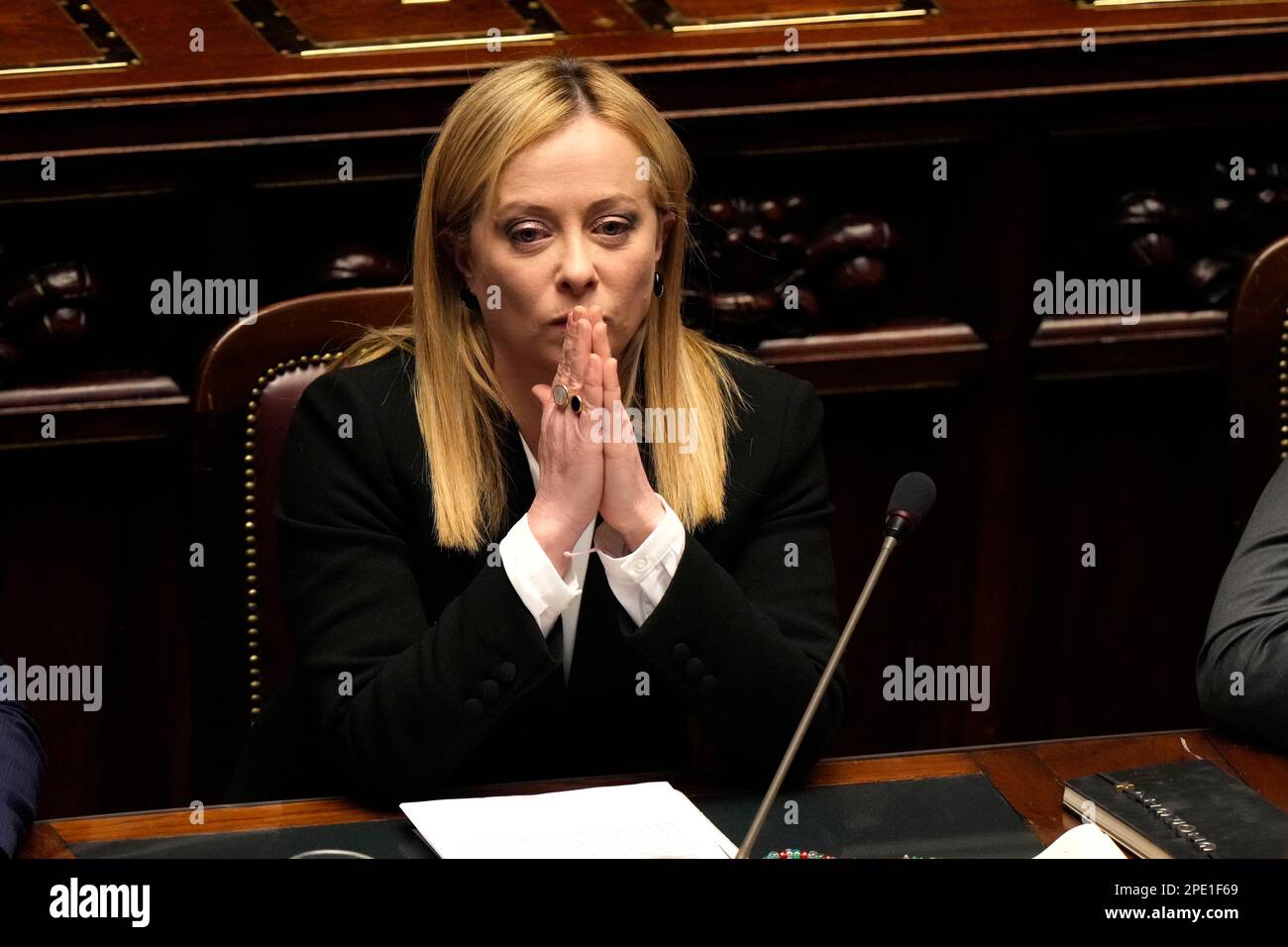 Italian Premier Giorgia Meloni attends the question time at the Chamber ...