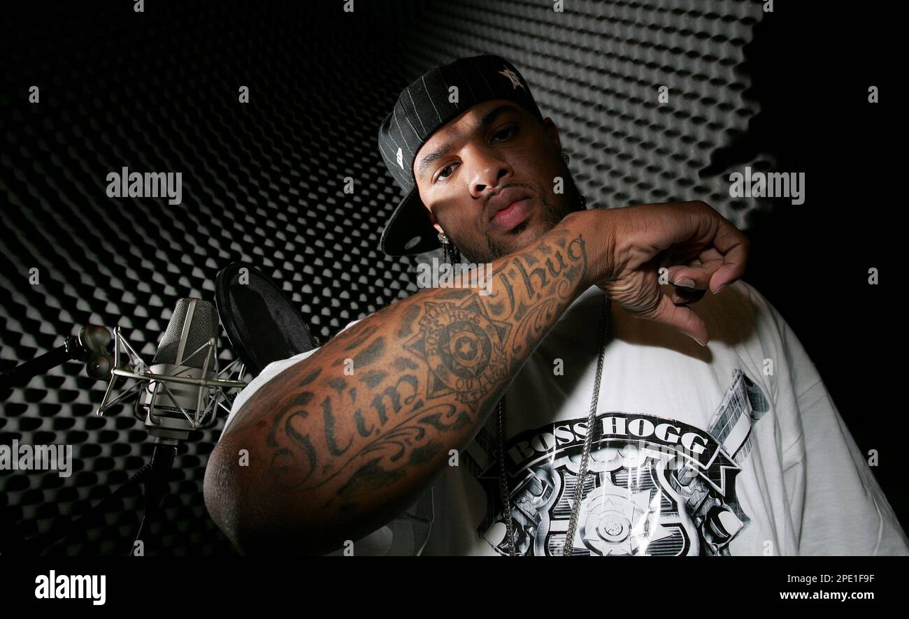 Houston rapper Slim Thug poses in his recording studio at his home in ...