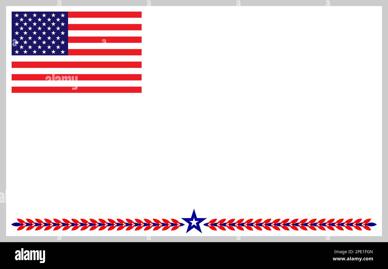 American flag symbols border frame mockup with empty space for text ...