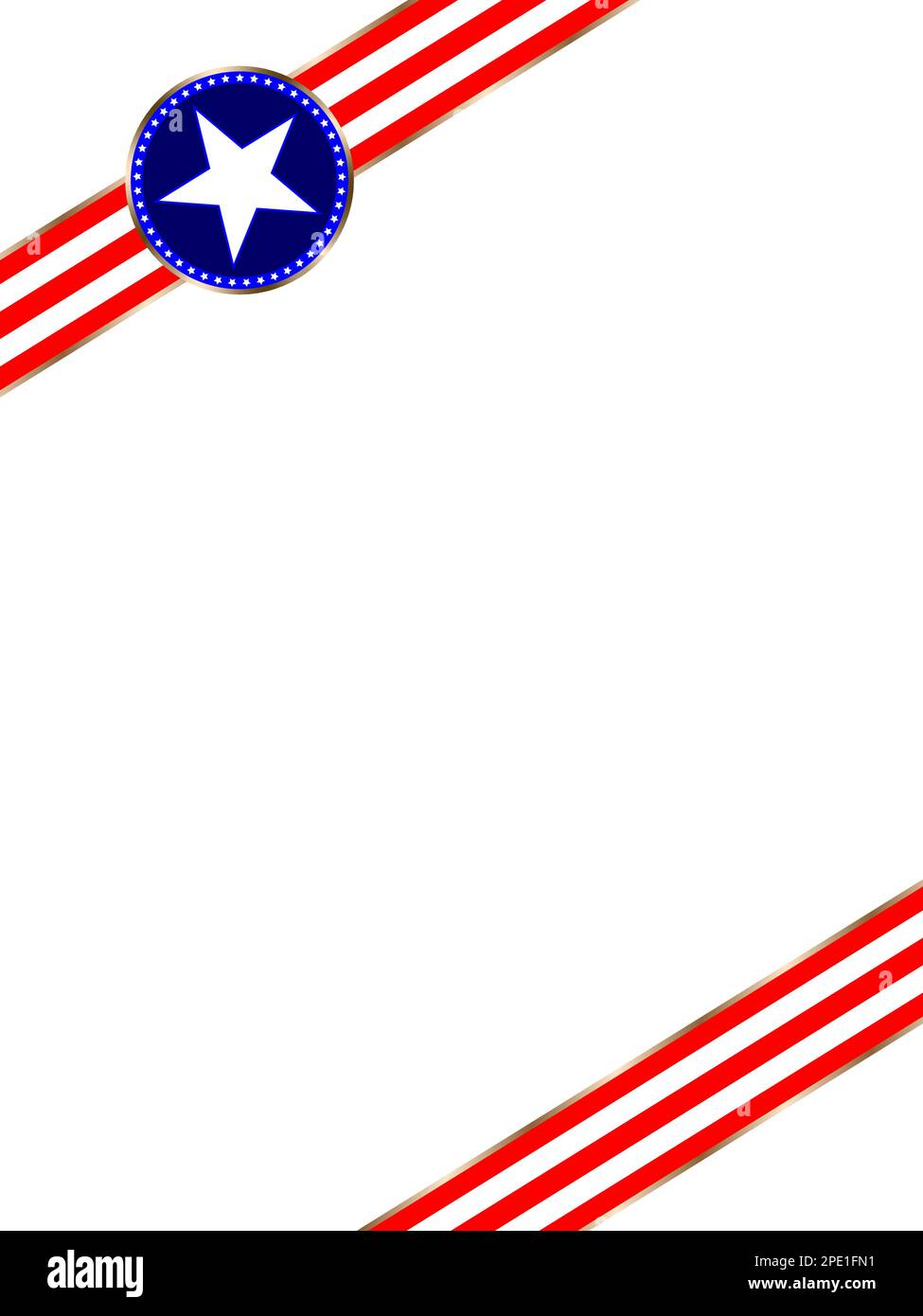 Abstract American flag symbols corner frame border with an empty space ...