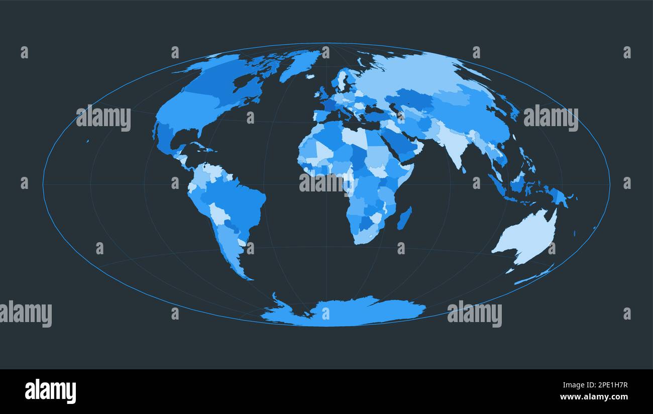 World Map. Hammer projection. Futuristic world illustration for your ...