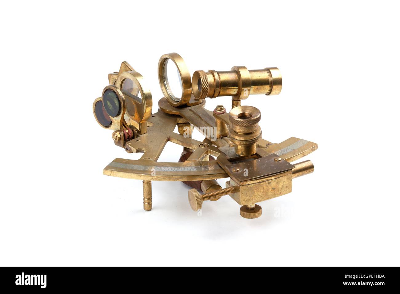 old nautical sextant with optics isolated on white background Stock ...