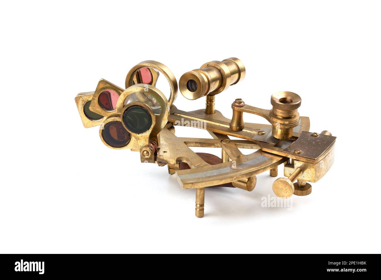 old nautical sextant with optics isolated on white background Stock ...