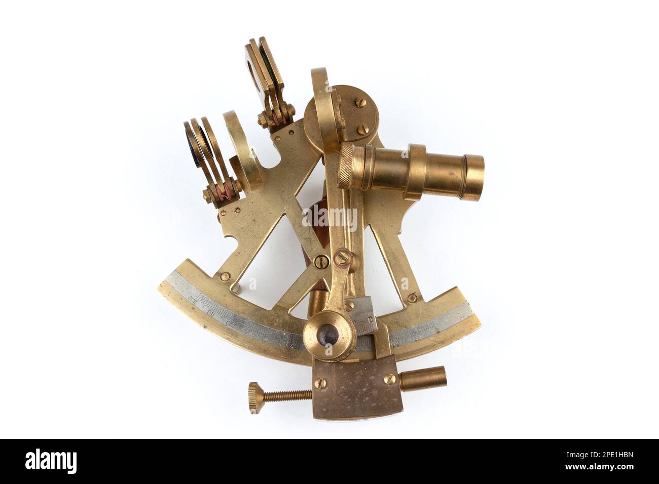 old nautical sextant with optics isolated on white background Stock ...