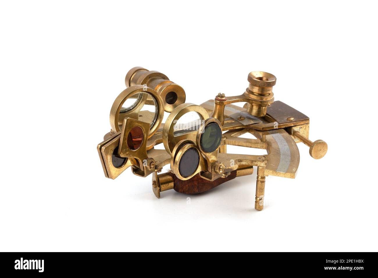 old nautical sextant with optics isolated on white background Stock ...