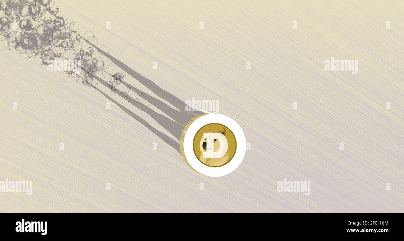Dogecoin crypto $DOGE coin falling from the moon Stock Photo - Alamy