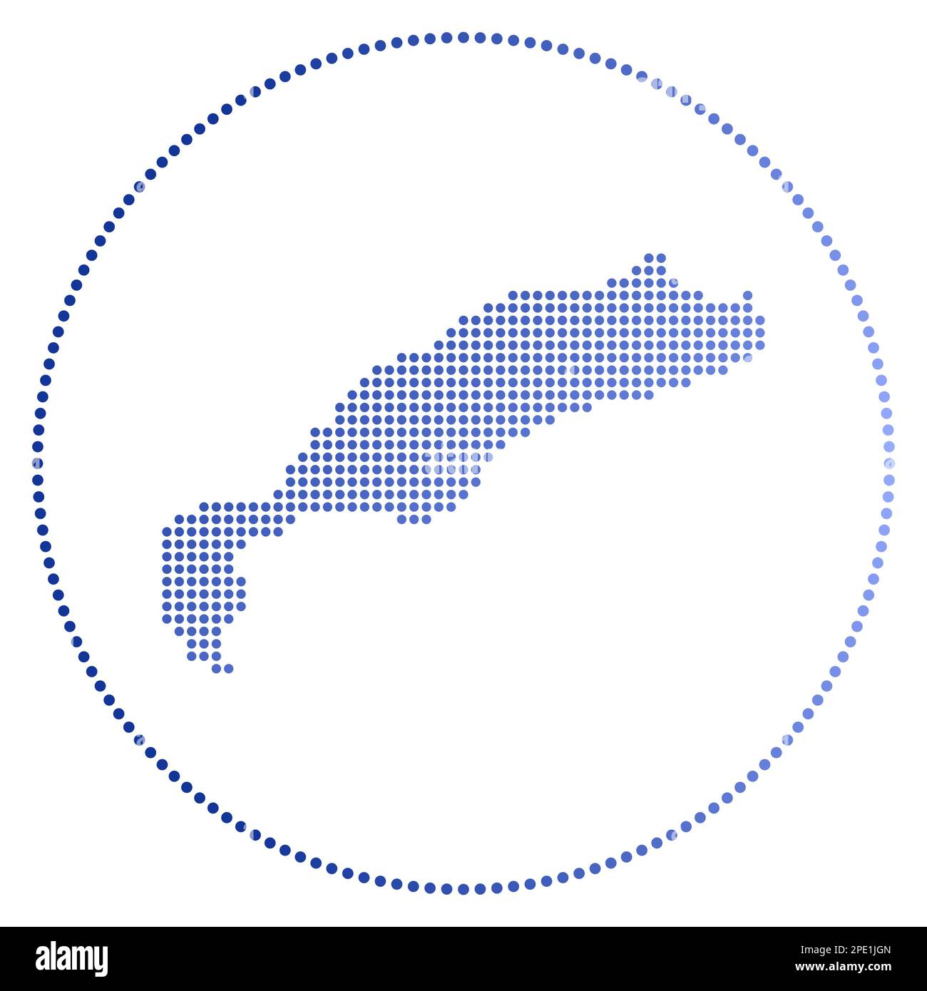Kos digital badge. Dotted style map of Kos in circle. Tech icon of the ...