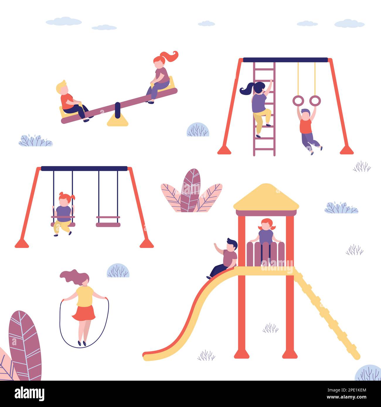 Group of kids playing at the playground. Various children on playground ...