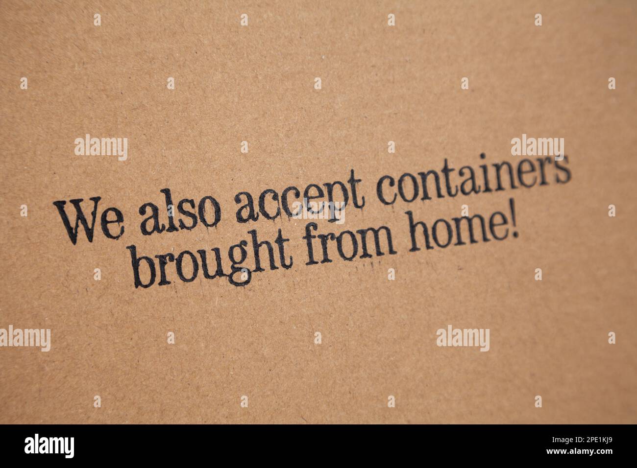 Text on a pizza box encouraging restaurant customers to bring their own ...