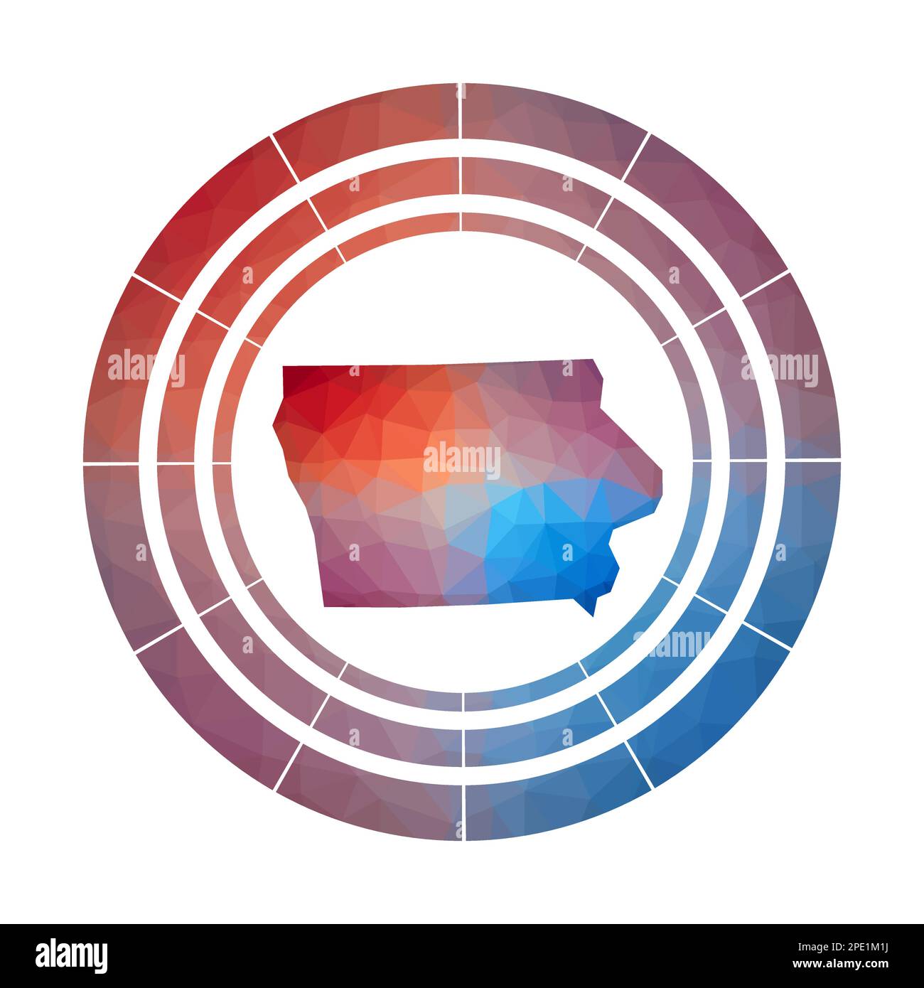 Iowa badge. Bright gradient logo of US state in low poly style ...