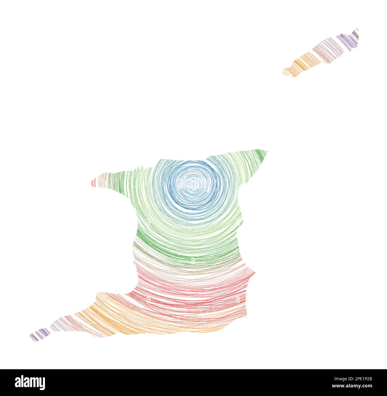 Trinidad and Tobago map filled with concentric circles. Sketch style ...