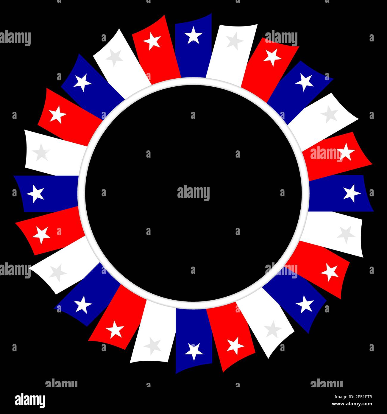 Round frame or logo sign with American flag symbols with an empty space ...