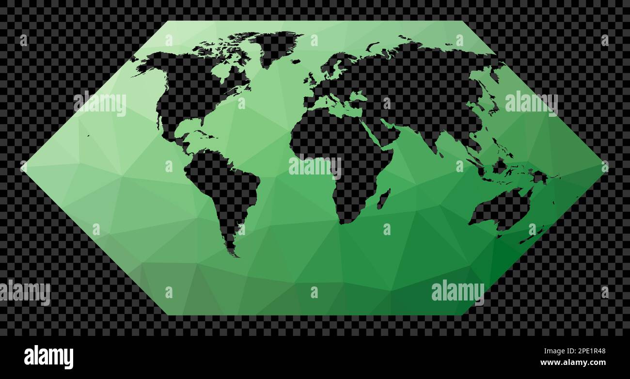 Transparent digital world map. Eckert 1 projection. Polygonal map of ...