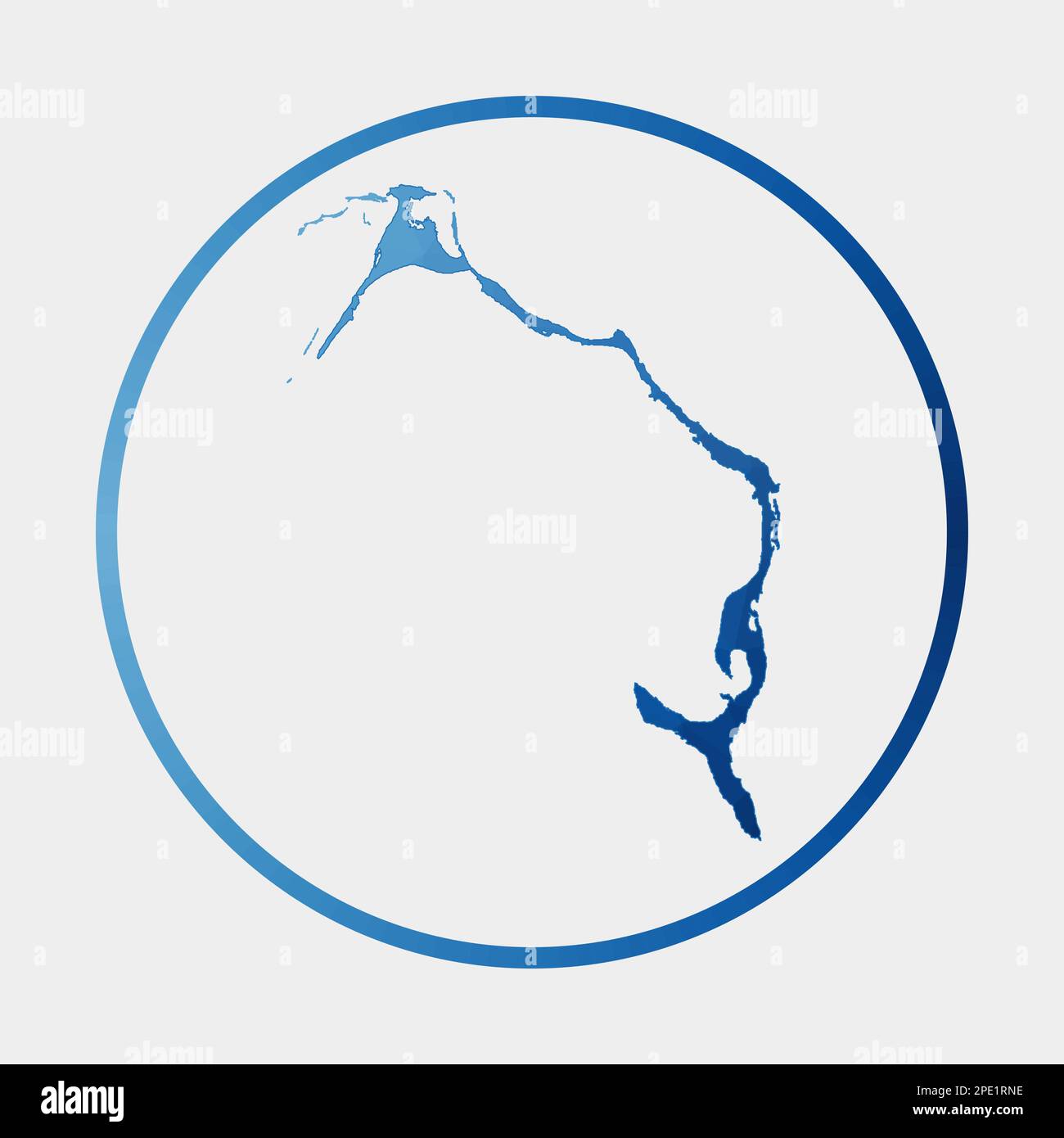 Eleuthera icon. Polygonal map of the island in gradient ring. Round low ...