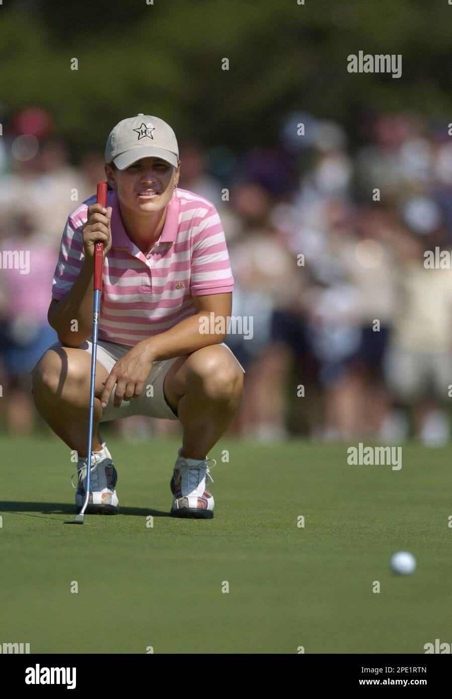 Heather Bowie sizes up her putt during the last hole of the sudden ...