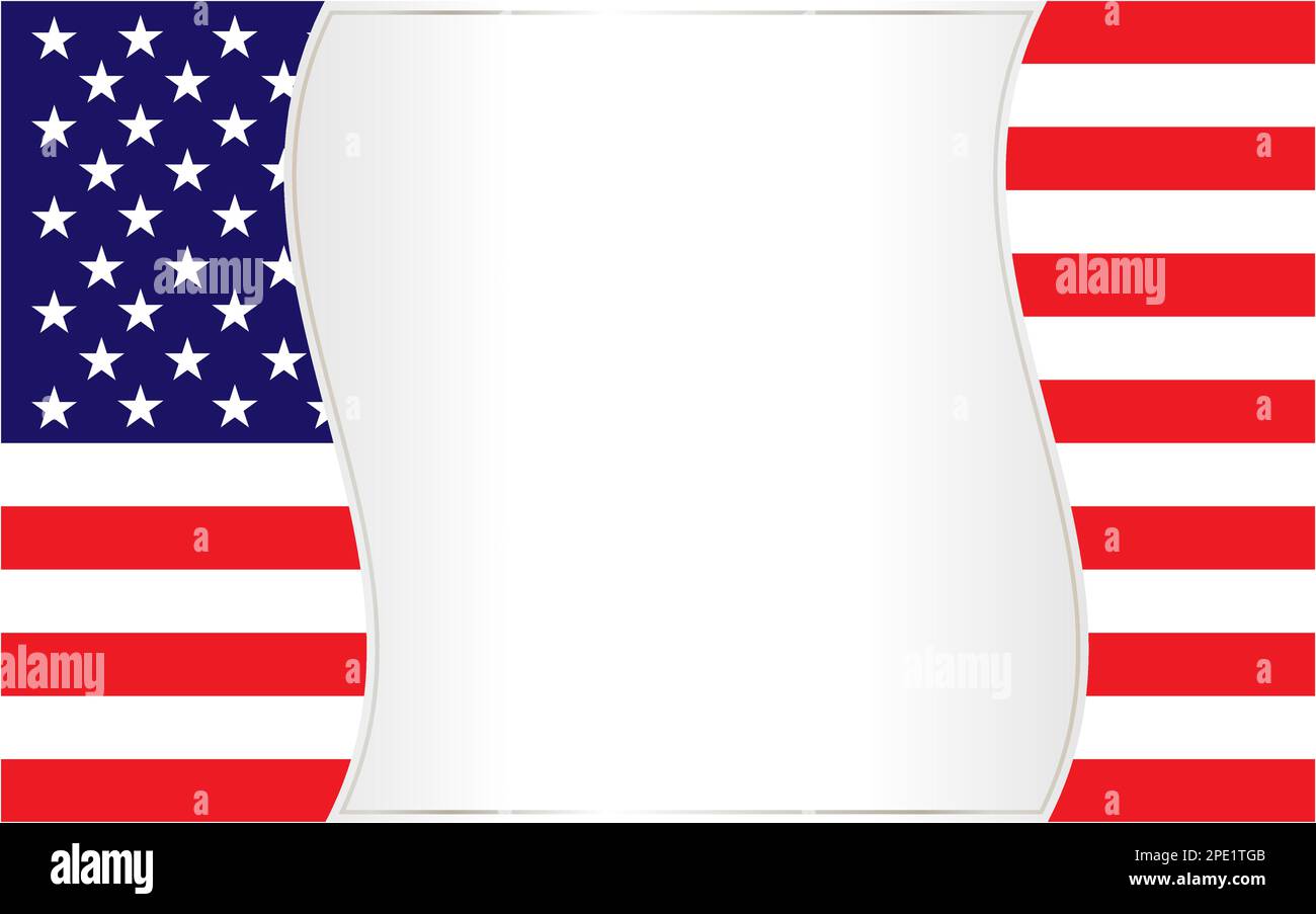 American flag symbols wave pattern frame border with an empty space for ...