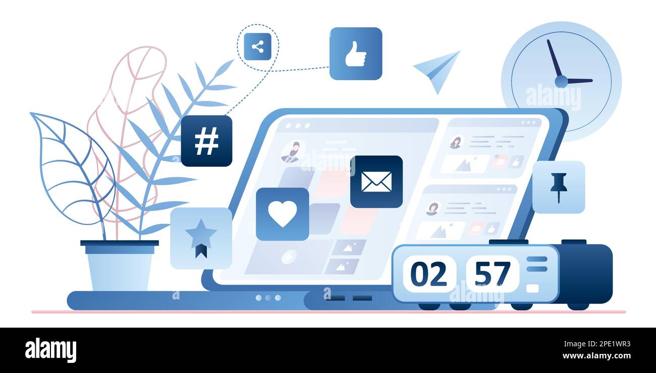 Modern laptop with social network application. Night chatting and ...