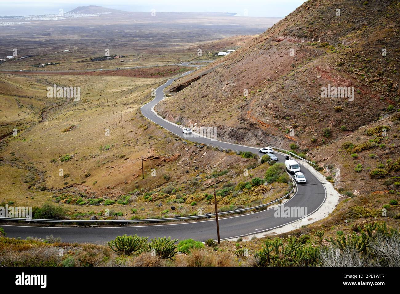 looking down on the lz-702 road winding its way up to balcon de femes ...