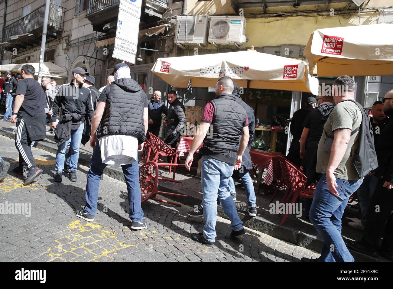 Naples, Italy. 15th Mar, 2023. Italian police follow Eintracht ...