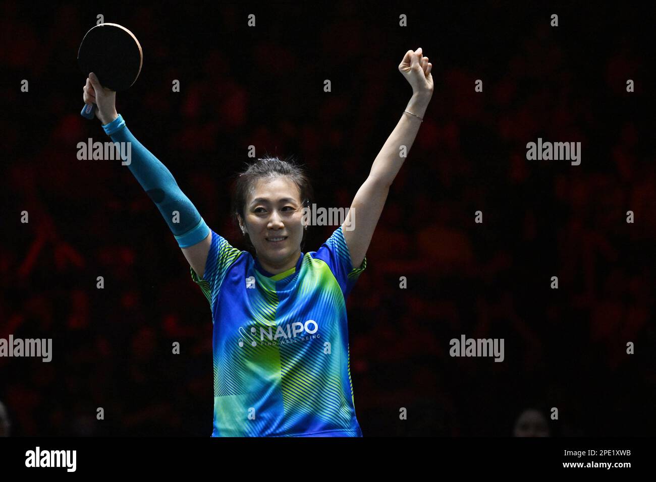 Singapore. 15th Mar, 2023. Han Ying of Germany celebrates winning the ...