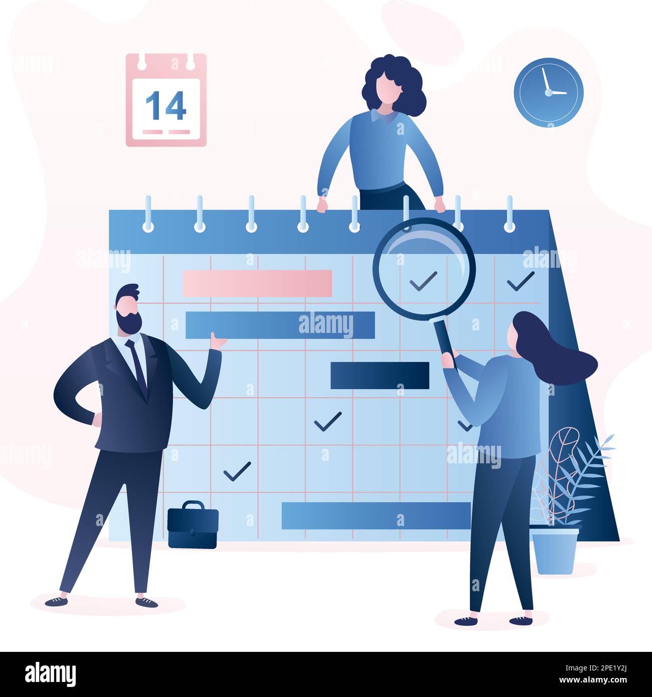 Time management, planning events and organization. Business people and ...