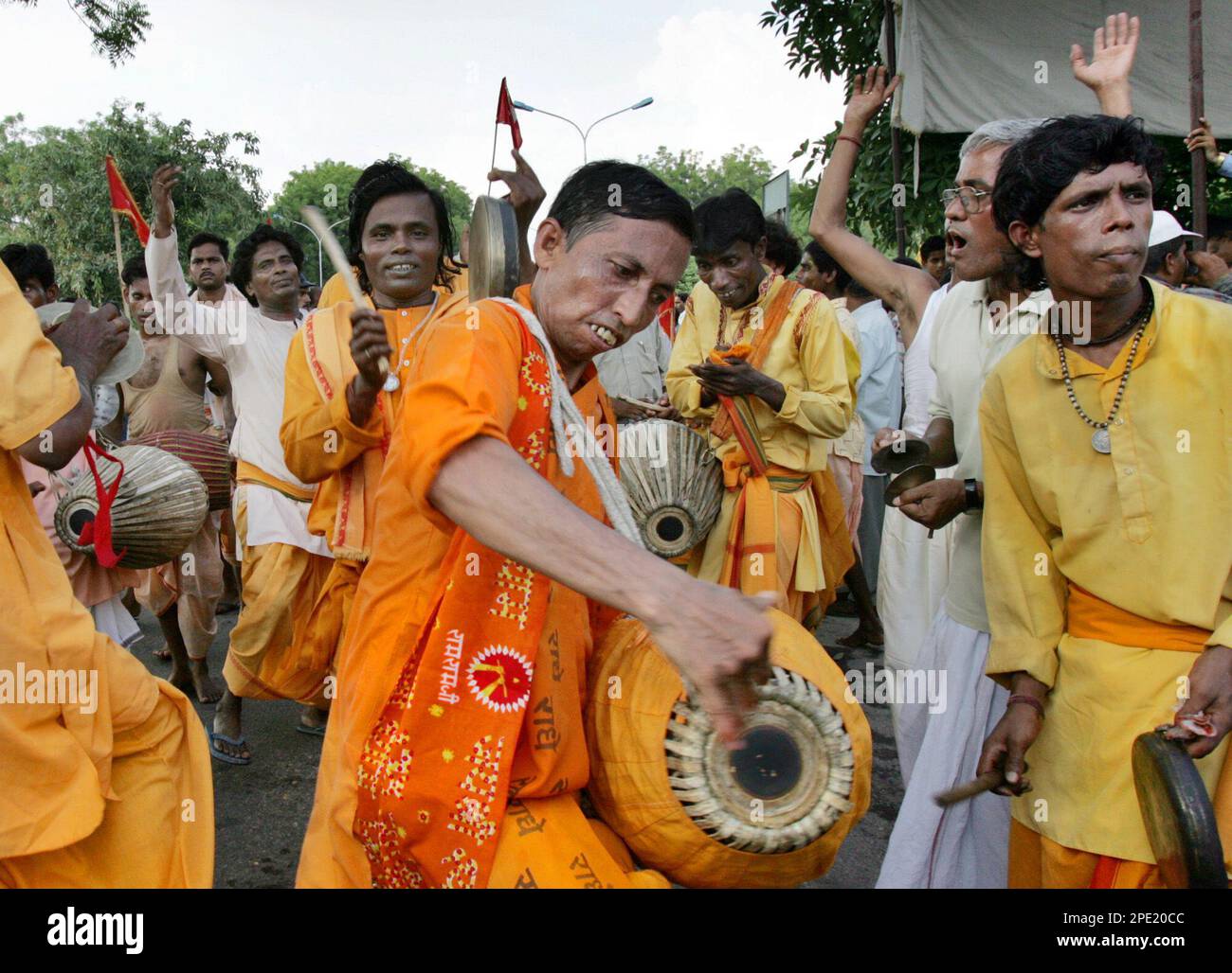 Devotees dance in front of the chariot of Lord Jagannath during the ...
