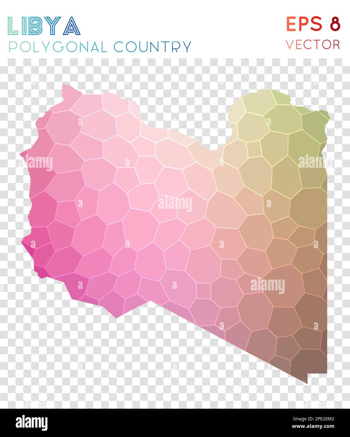Libya polygonal map, mosaic style country. Positive low poly style ...