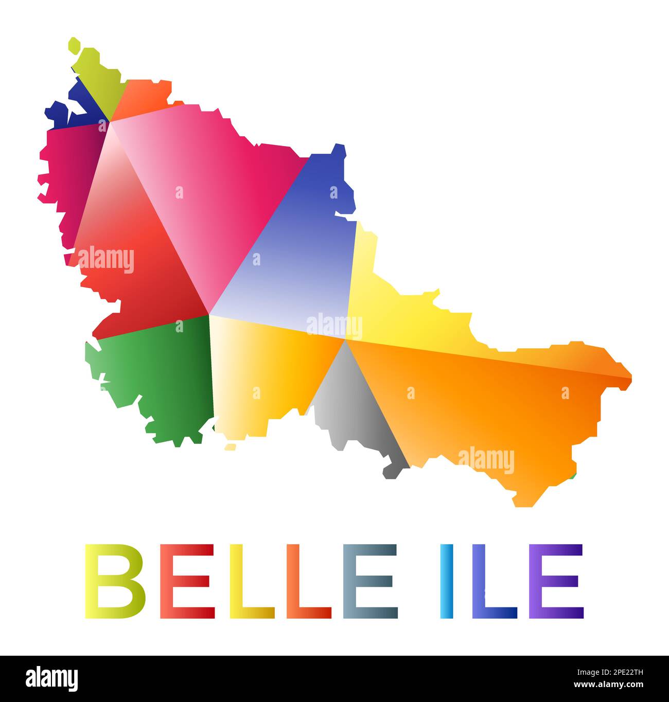 Bright colored Belle Ile shape. Multicolor geometric style island logo ...