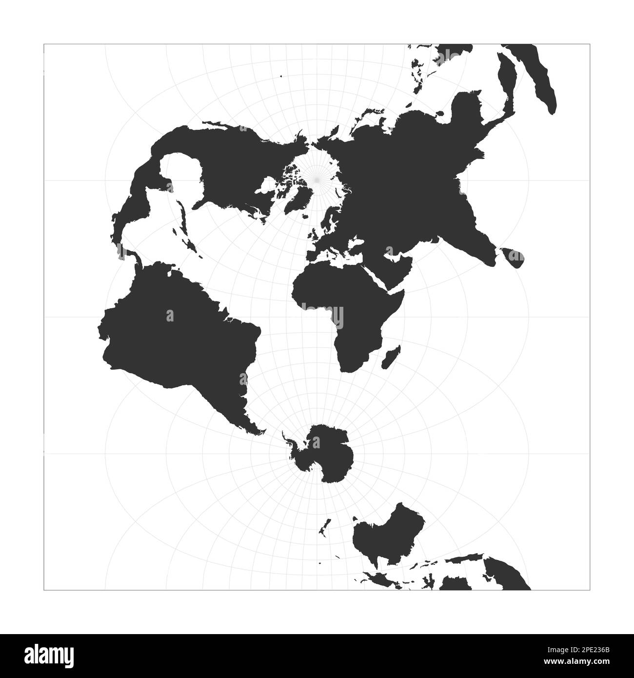Map of the World. Transverse spherical Mercator projection. Globe with ...