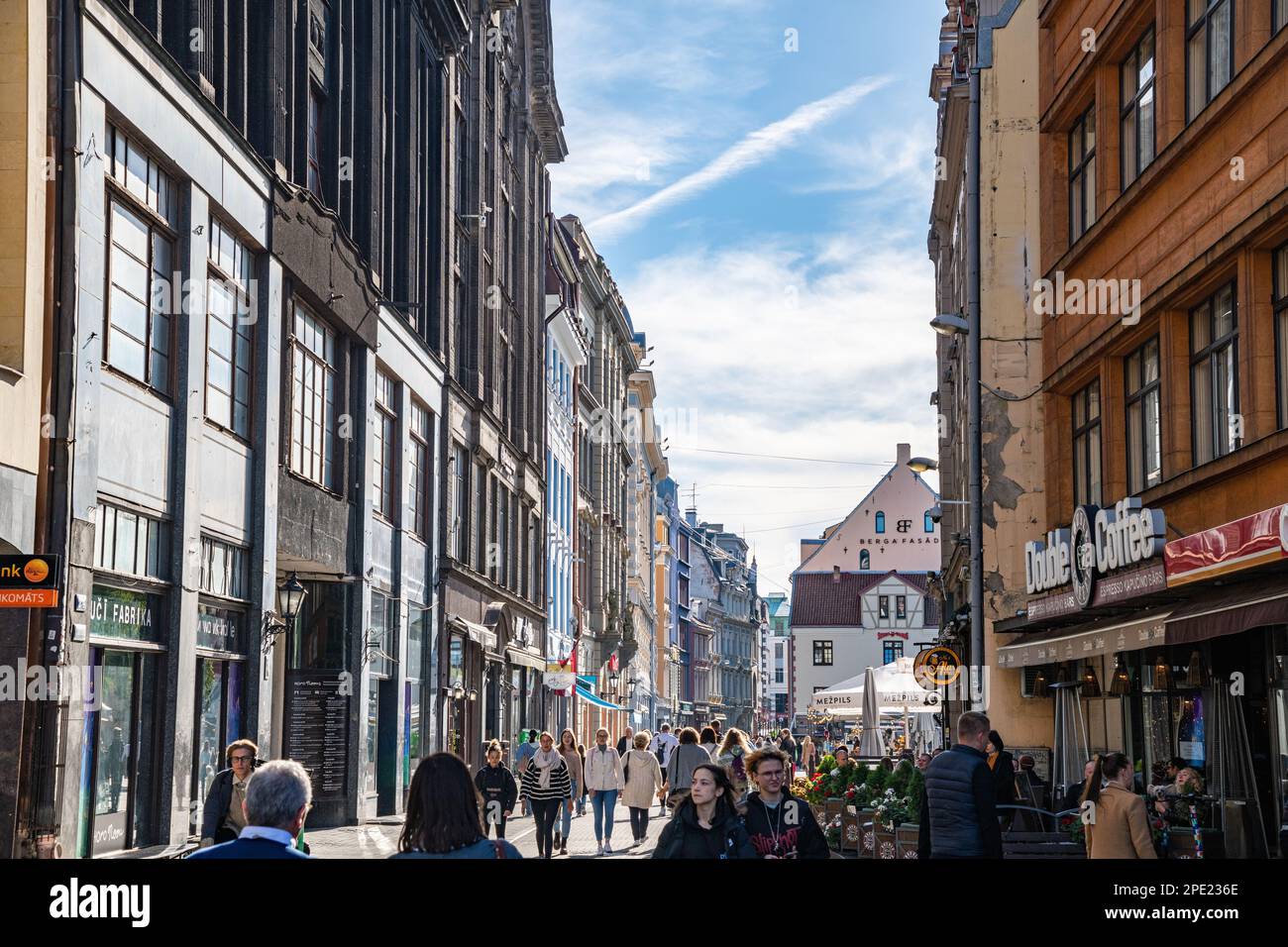 People walking through Livu Square in Riga, Latvia Stock Photo - Alamy