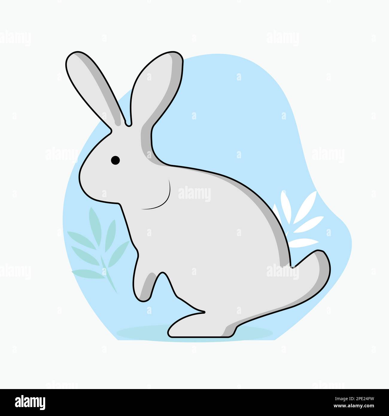 Bunnies are isolated on a white background. happy cute isolated rabbit ...