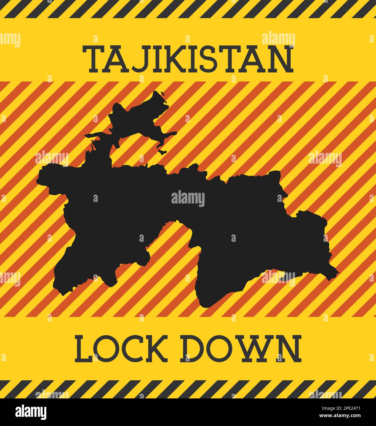 Tajikistan Lock Down Sign. Yellow country pandemic danger icon. Vector ...