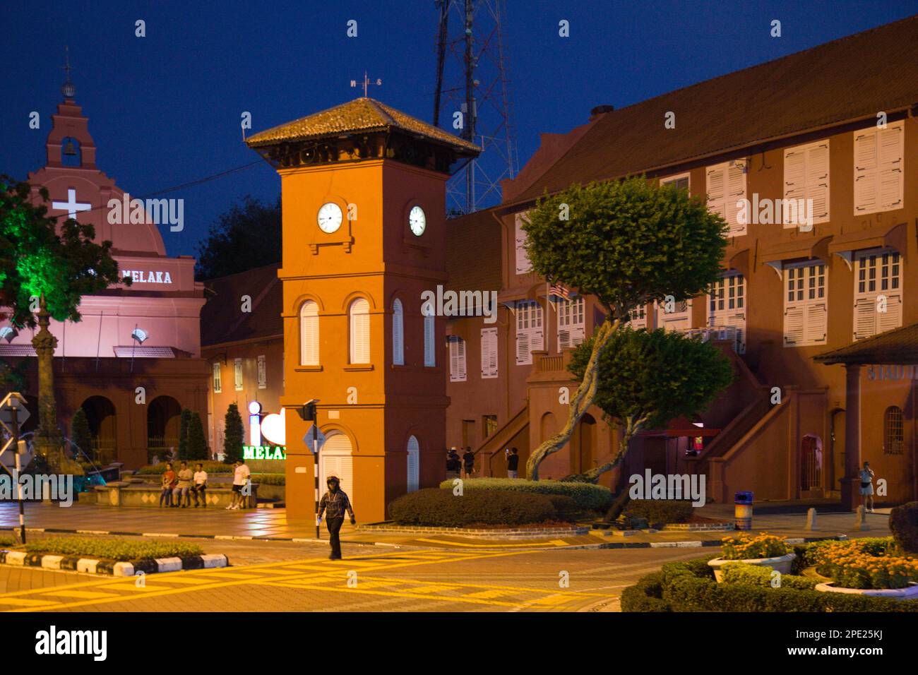 Malaysia, Melaka, Malacca, Dutch Square, Clock Tower, Stadthuys Stock ...