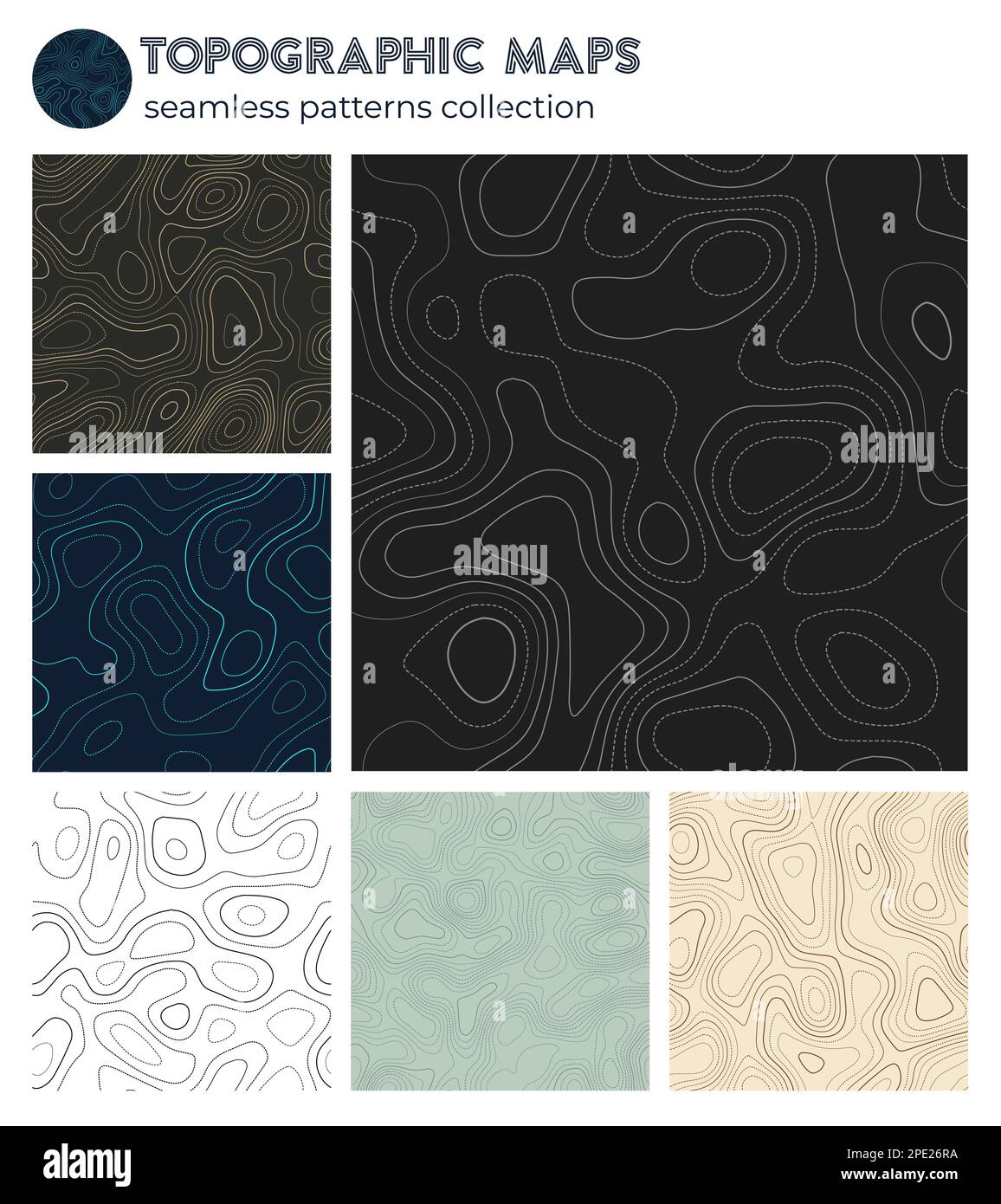 Topographic maps. Authentic isoline patterns, seamless design. Charming ...