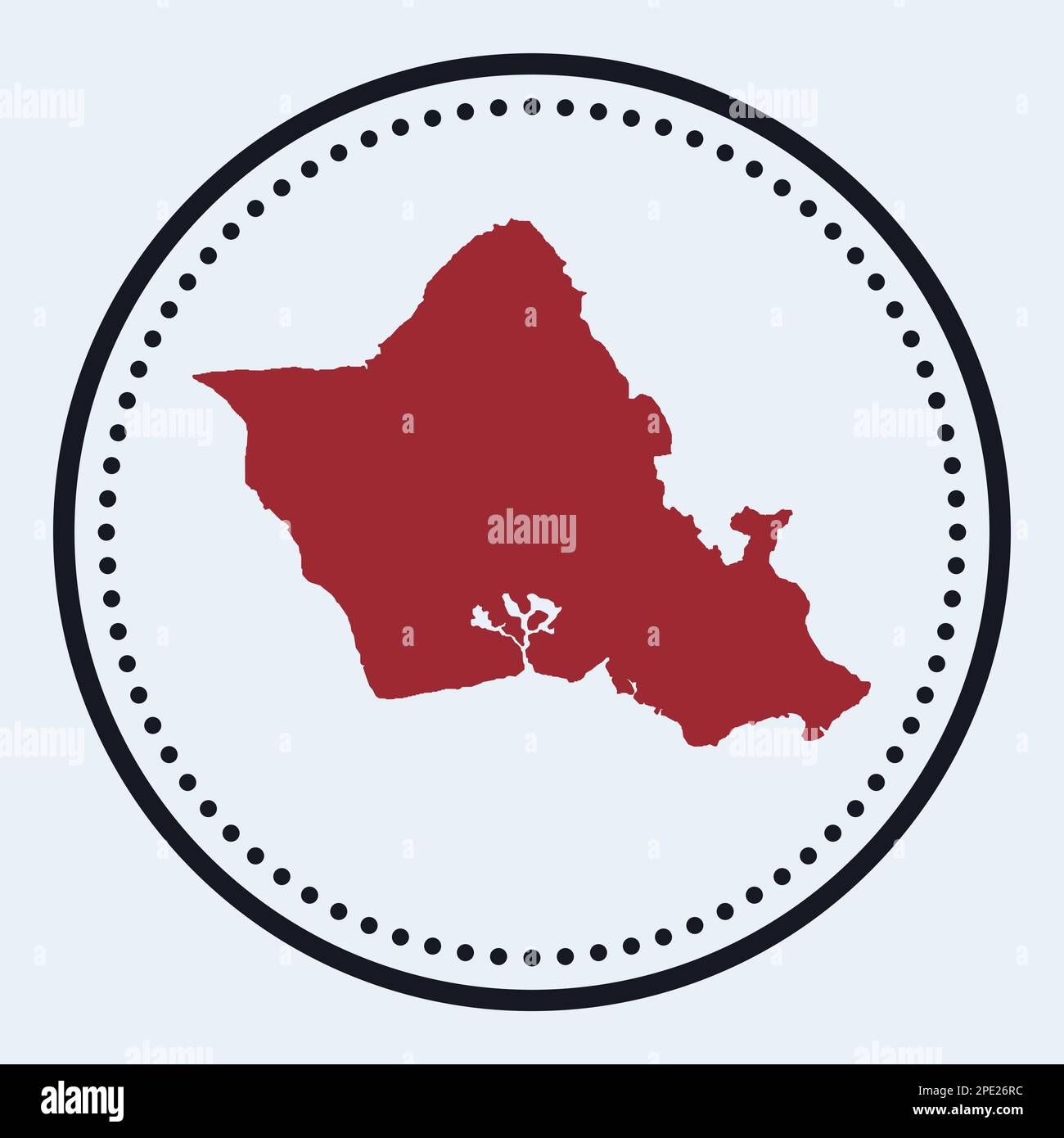 Oahu round stamp. Round logo with island map and title. Stylish minimal ...