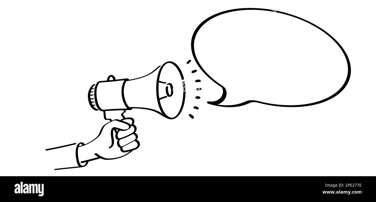 Cartoon megaphone, microphone to speak message symbol or logo ...