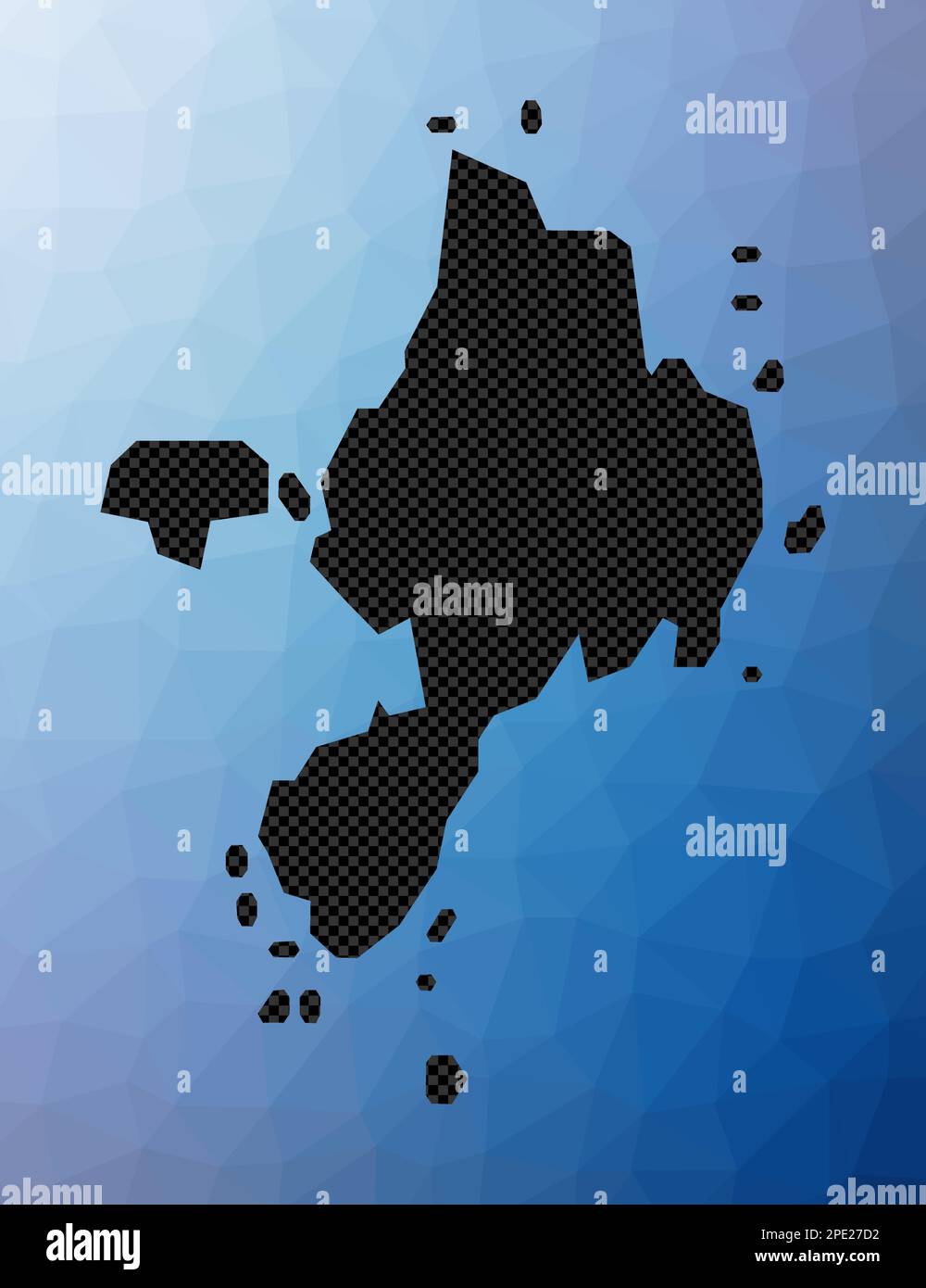Sark geometric map. Stencil shape of Sark in low poly style. Vibrant ...