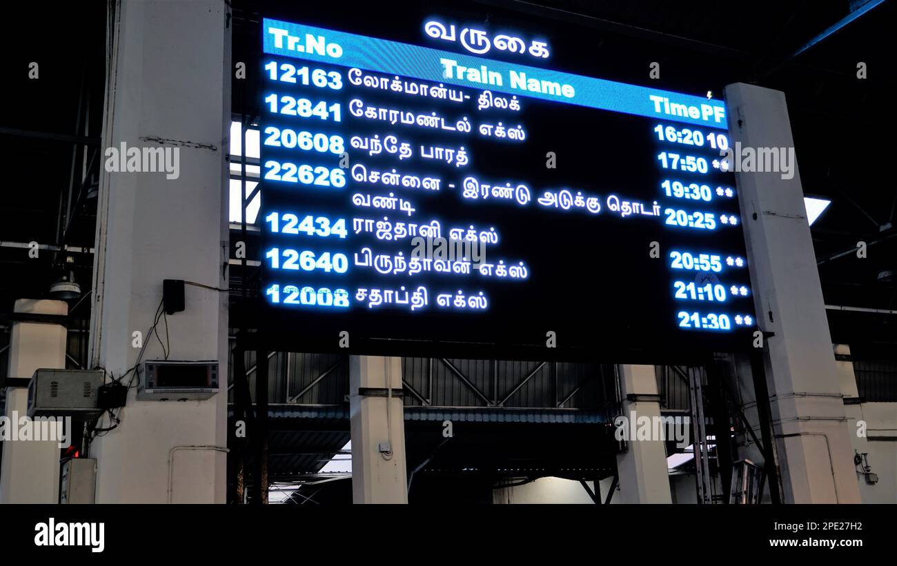Chennai,Tamilnadu,India-December 29 2022: View of platform of Chennai Central Railway station ...