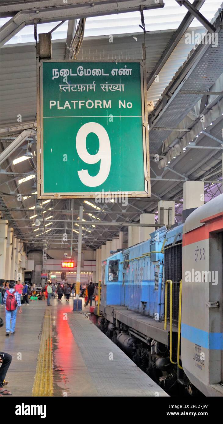 Chennai,Tamilnadu,India-December 29 2022: View of platform of Chennai Central Railway station ...