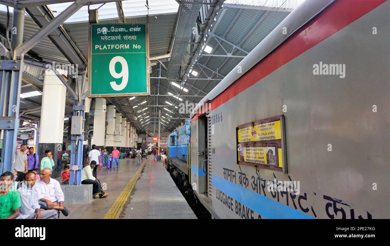 Chennai,Tamilnadu,India-December 29 2022: View of platform of Chennai Central Railway station ...