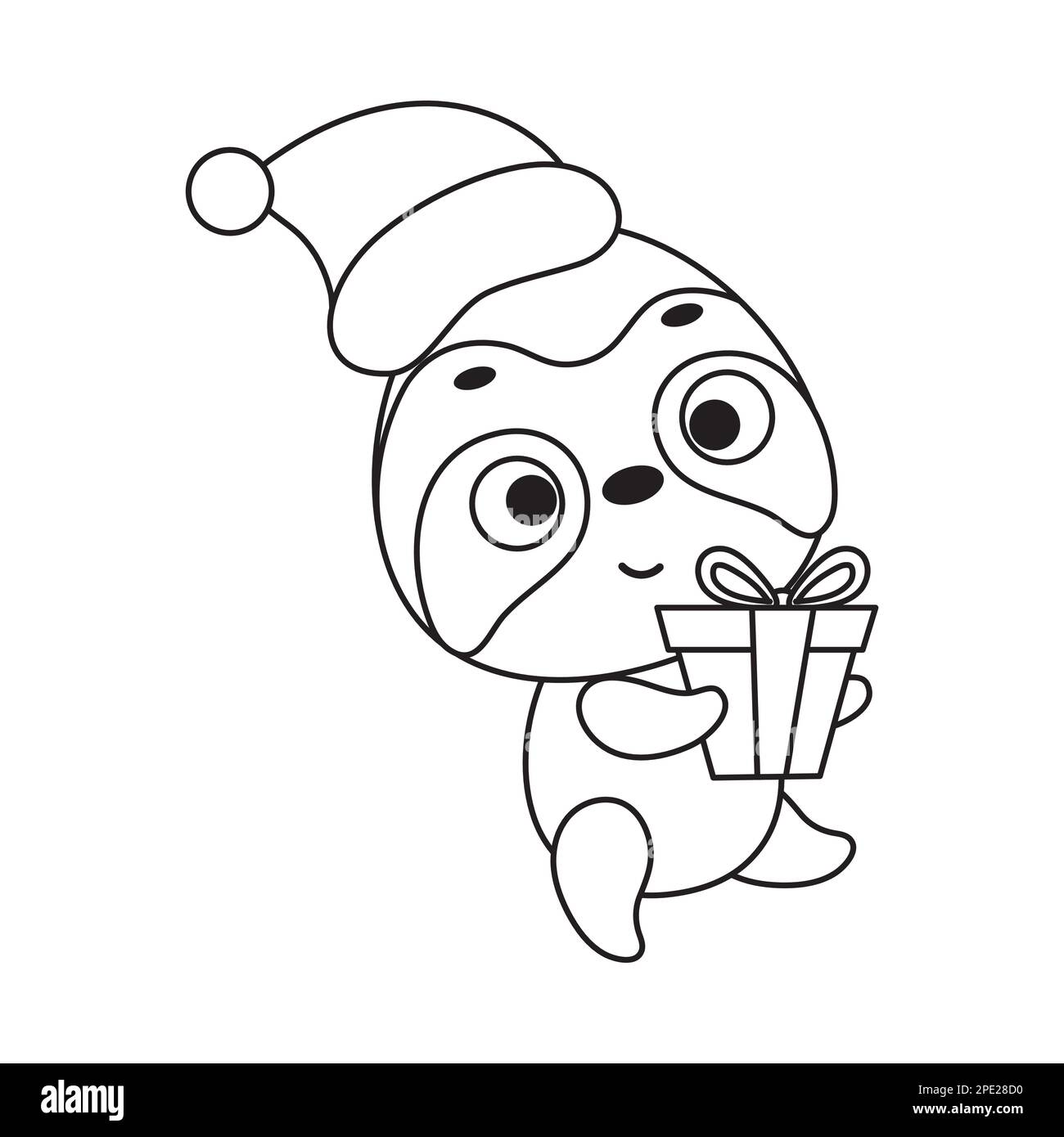 Coloring page cute little sloth carries gift box. Coloring book for ...